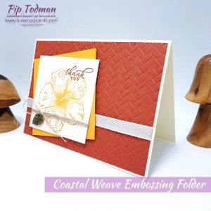 Coastal Weave Embossing Folder Meets Timeless Tropical - Queen Pip Cards