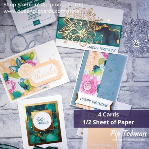 4 Stunning Cards From Half A Sheet of Paper - Queen Pip Cards